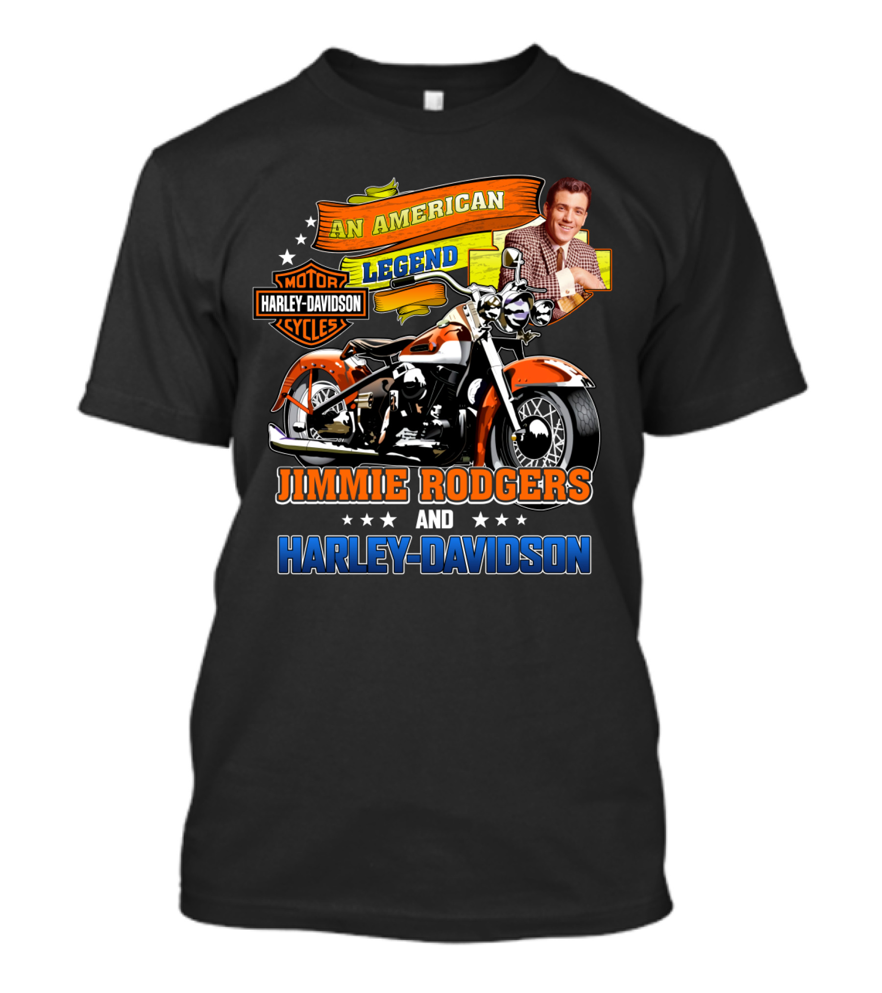 Jimmie Rodgers An American Legend With Harley Davidson Motorcycles T-Shirt