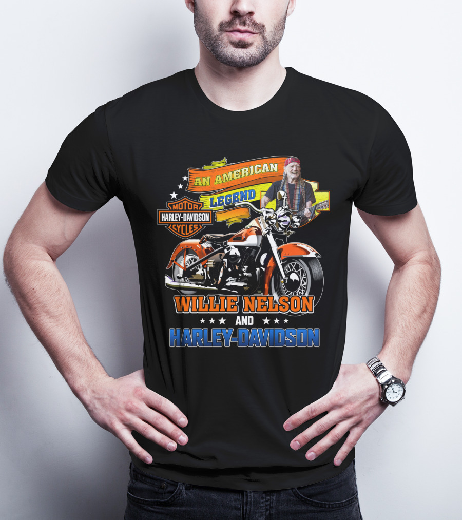 An American Legend Willie Nelson Harley Davidson Motor Cycles T-Shirt