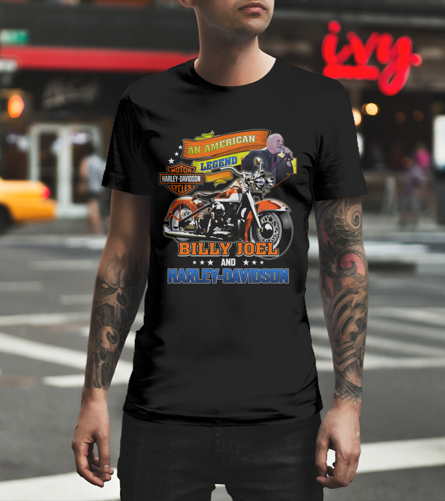An American Legend Billy Joel And Harley Davidson T-Shirt