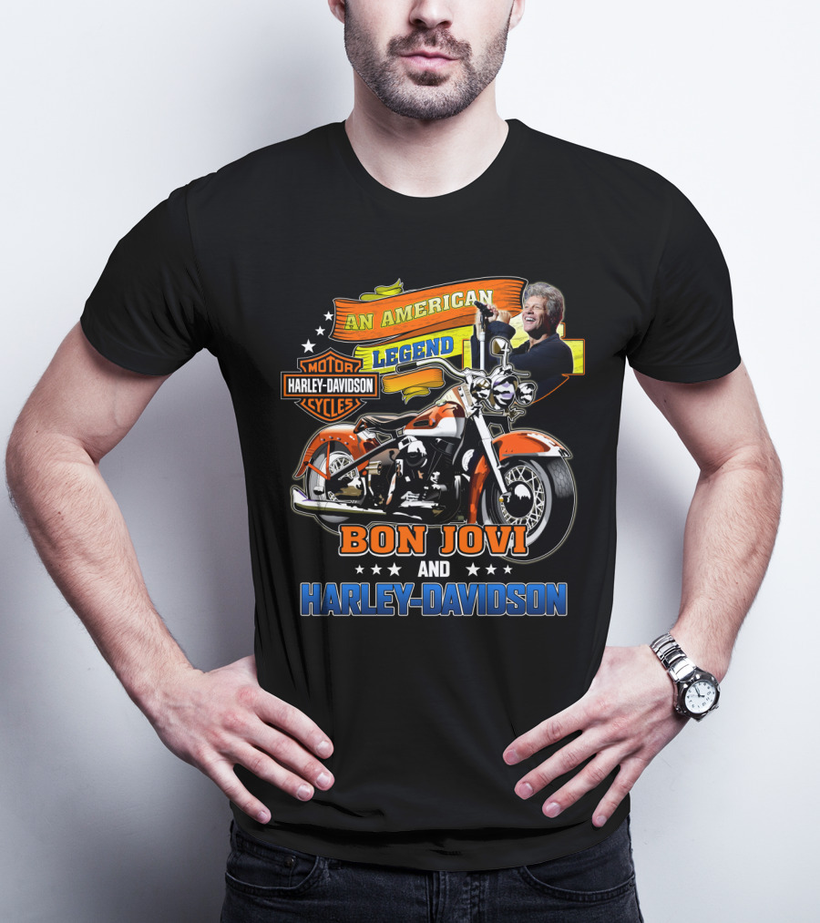 An American Legend Bon Jovi And Harley Davidson Motor Cycles T-Shirt