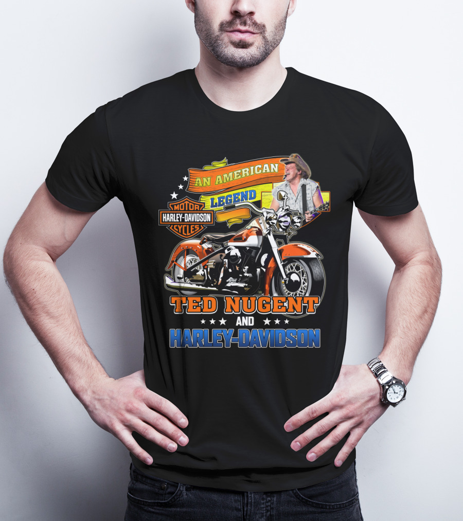 An American Legend Ted Nugent And Harley Davidson Motor Cycles T-Shirt