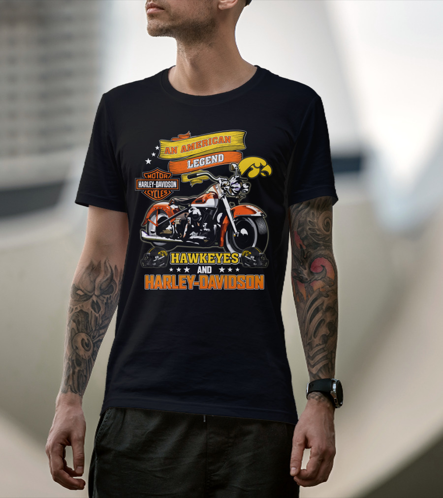 An American Legend Hawkeyes And Harley Davidson T-Shirt