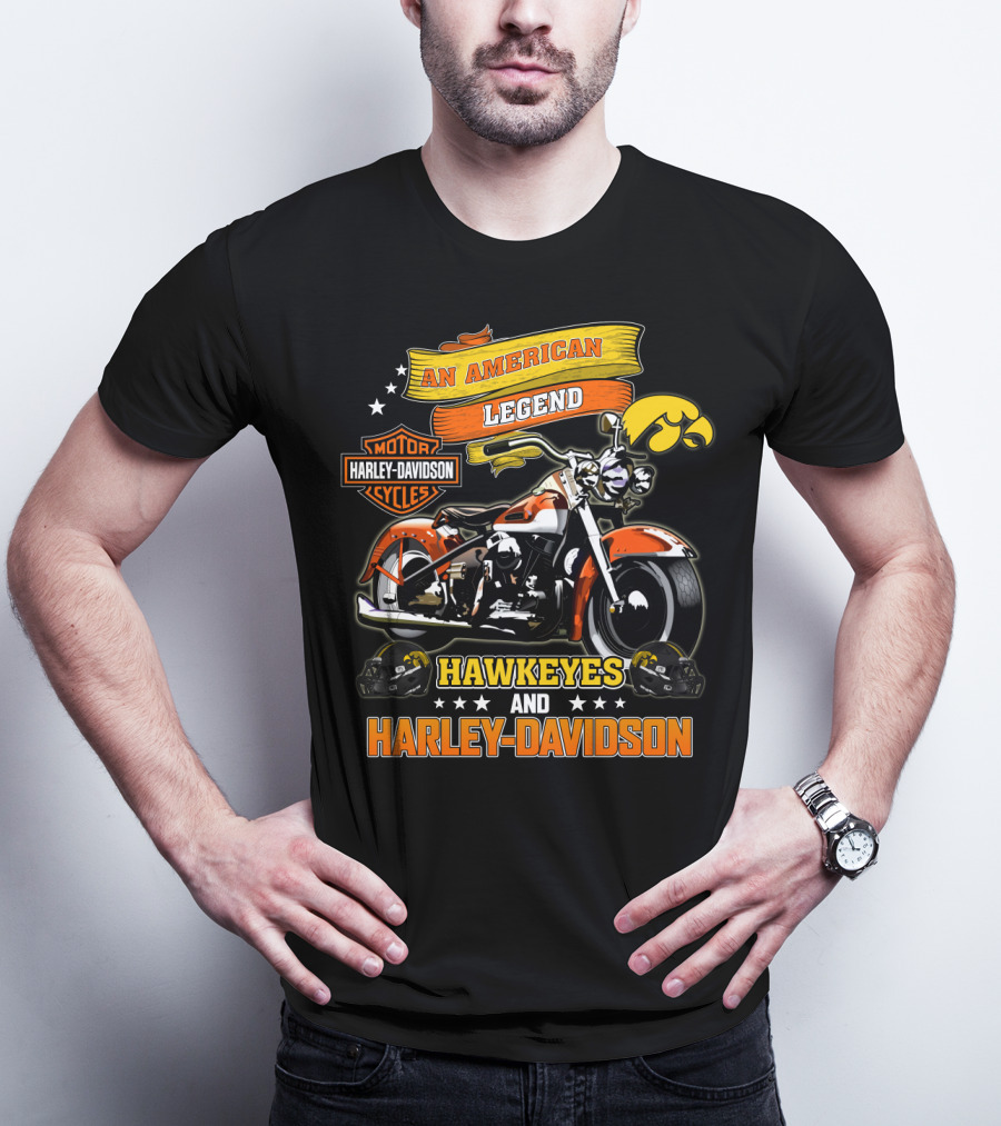 An American Legend Hawkeyes And Harley Davidson T-Shirt
