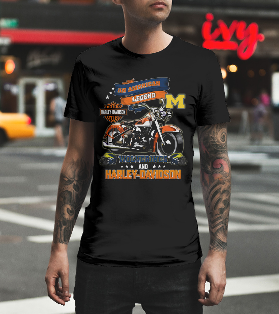 Michigan Wolverines An American Legend Harley Davidson Motorcycles T-Shirt
