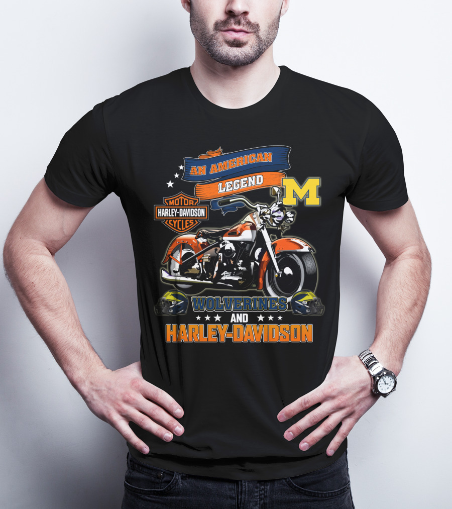 Michigan Wolverines An American Legend Harley Davidson Motorcycles T-Shirt