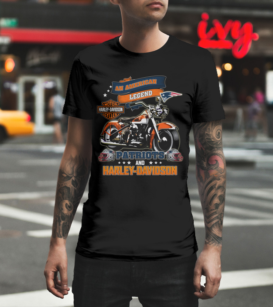 An American Legend New England Patriots And Harley Davidson Motorcycles T-Shirt