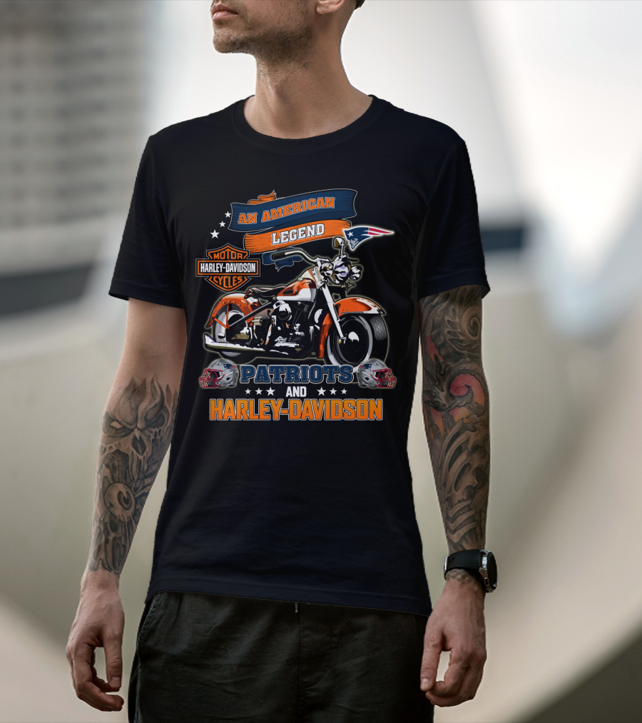 An American Legend New England Patriots And Harley Davidson Motorcycles T-Shirt