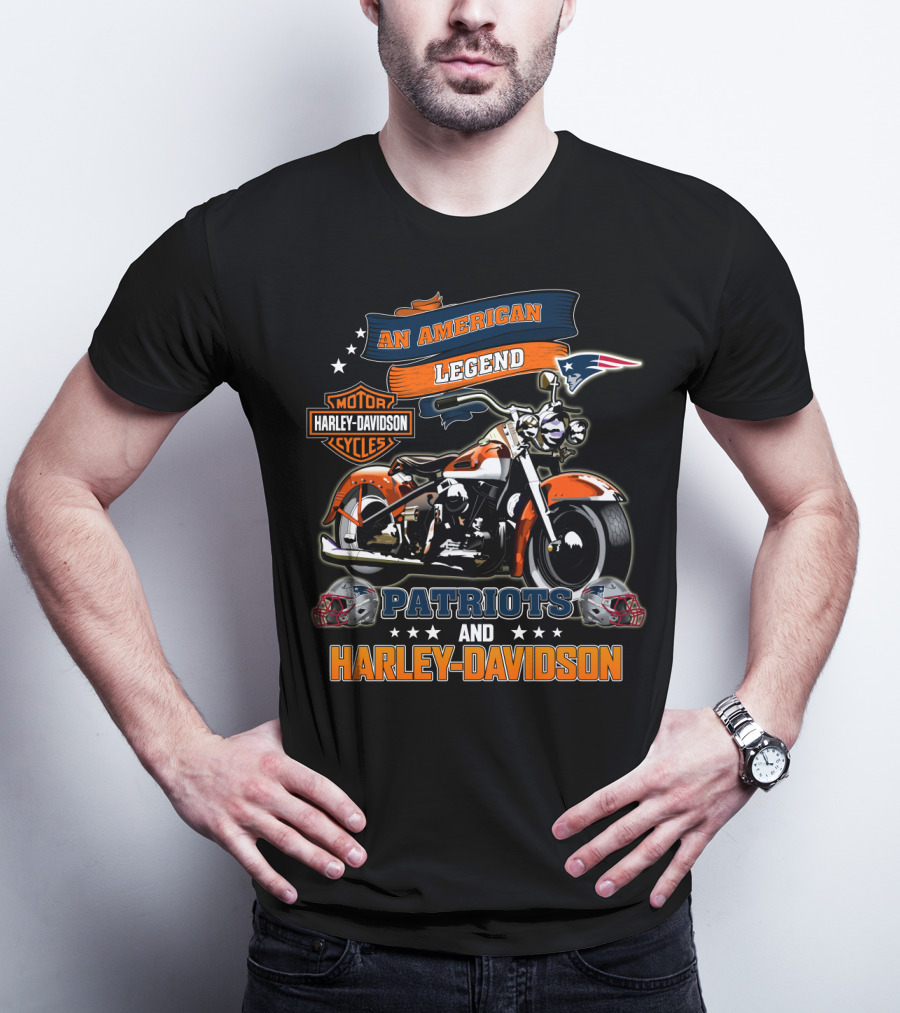 An American Legend New England Patriots And Harley Davidson Motorcycles T-Shirt