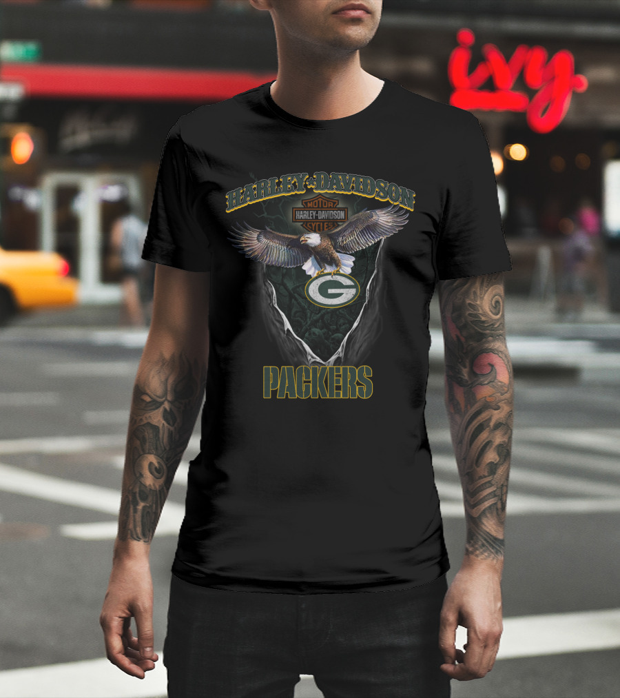 Harley Davidson Motor Cycles Green Bay Packers T-Shirt