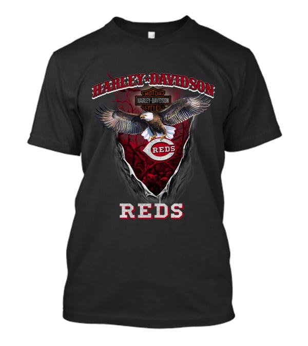 Harley Davidson Motorcycle Cincinnati Reds Eagle Logo Reds T-Shirt