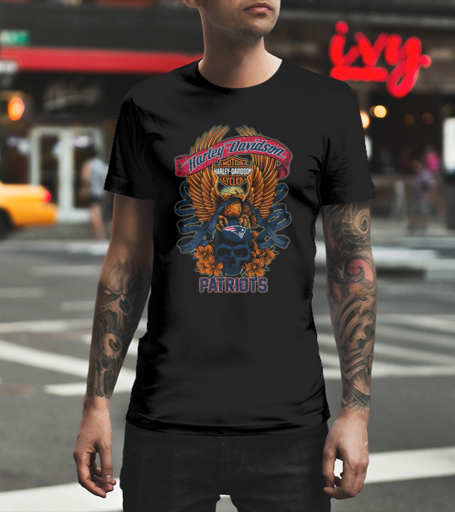 Harley Davidson Motor Cycles Patriots New England Nfl H5 T-Shirt