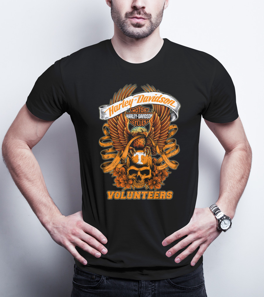 Harley Davidson Tennessee Volunteers Skull And Eagle T-Shirt