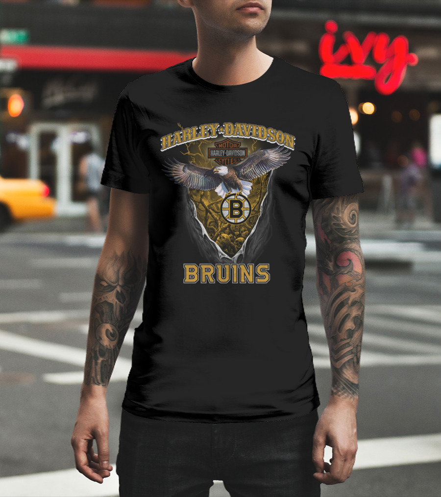 Harley Davidson Motorcycles Boston Bruins Eagle T-Shirt