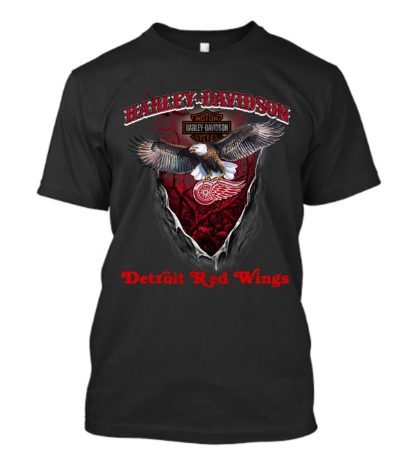 Harley Davidson Eagle Motor Detroit Red Wings T-Shirt