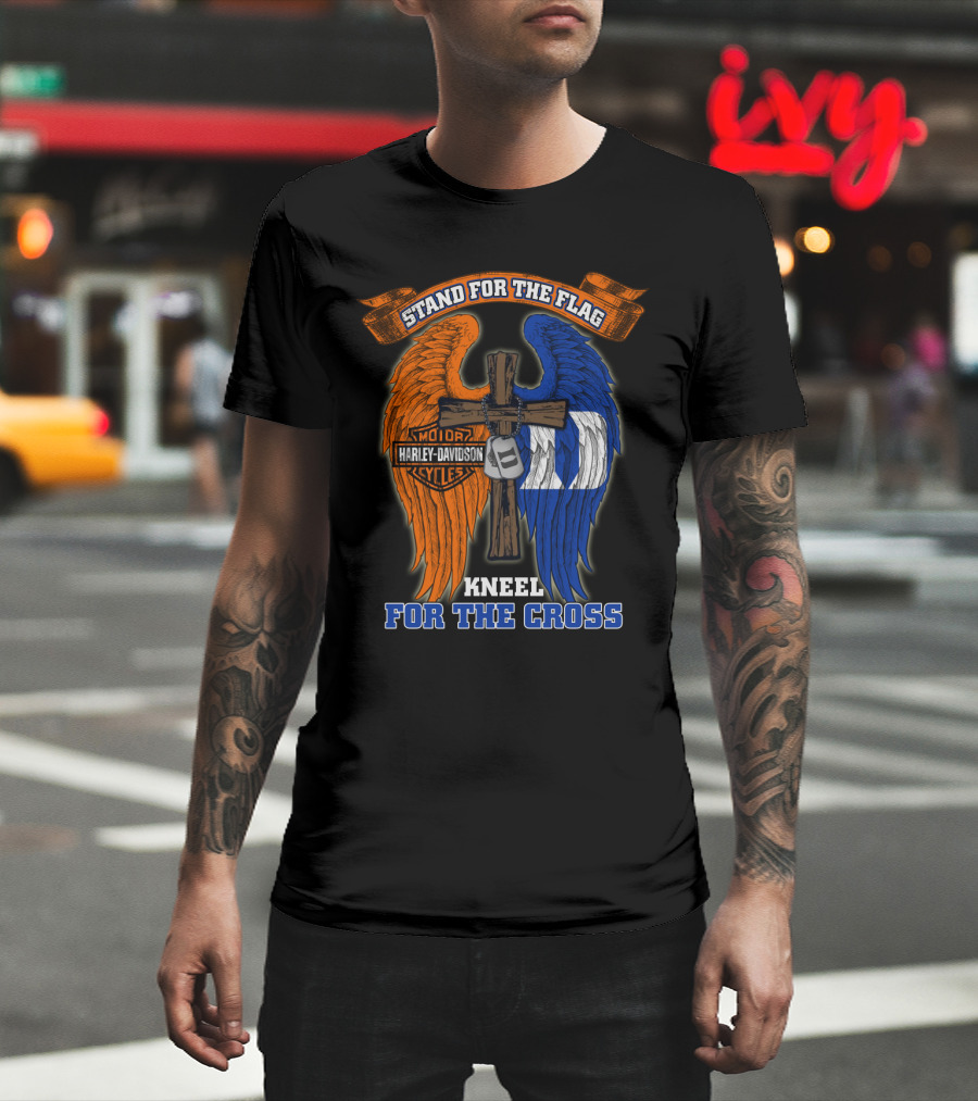 Stand For The Flag Kneel For The Cross Harley Davidson Duke Blue Devils T-Shirt
