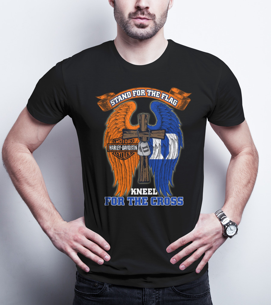 Stand For The Flag Kneel For The Cross Harley Davidson Duke Blue Devils T-Shirt