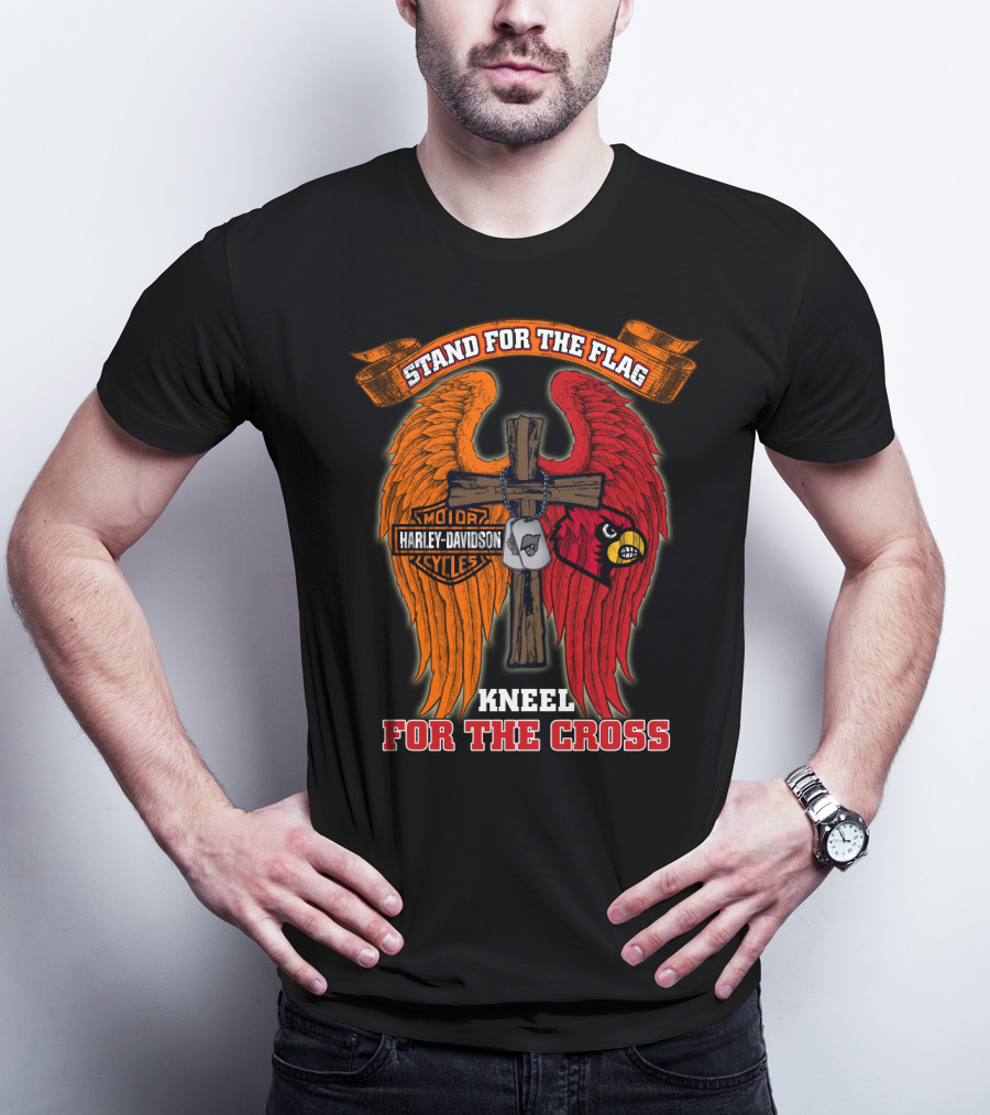Stand For The Flag Kneel For The Cross Harley Davidson Louisville Cardinals T-Shirt