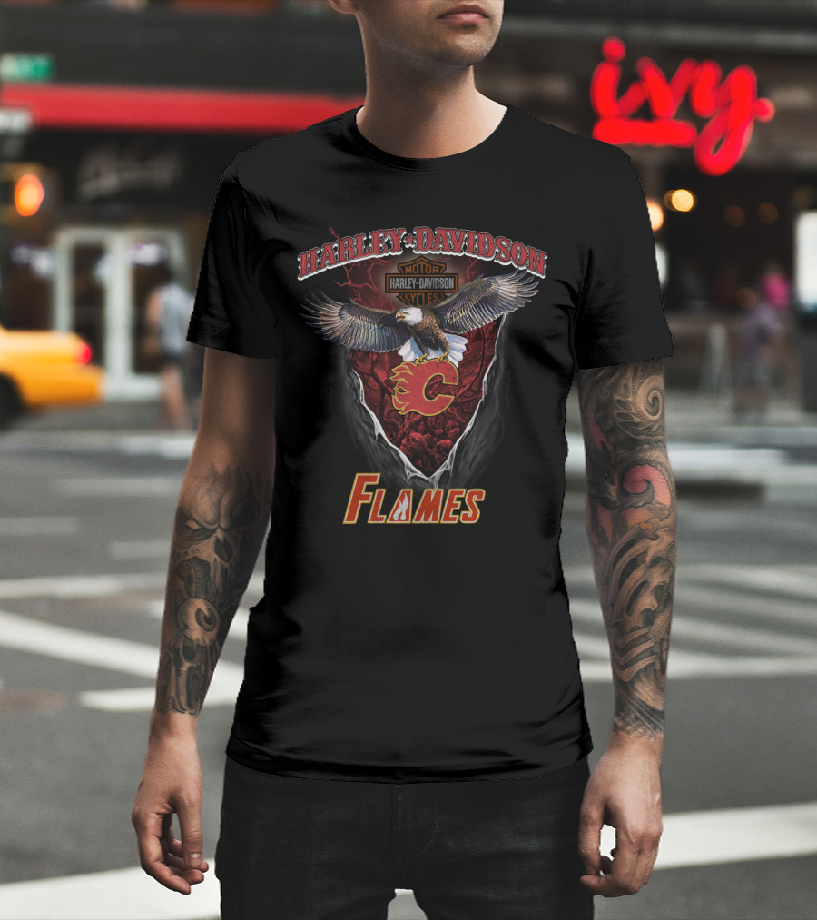 Harley Davidson Motor Eagle Calgary Flames T-Shirt