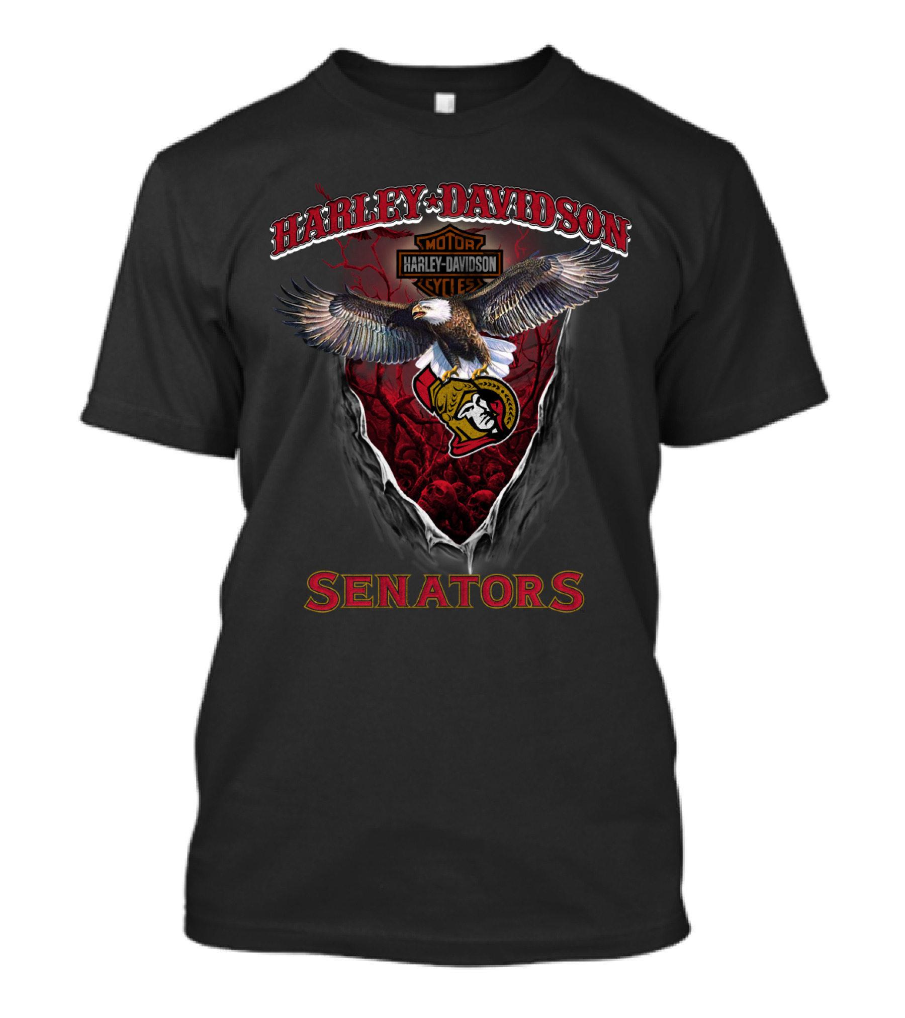 Harley Davidson Motorcycle Eagle Ottawa Senators T-Shirt