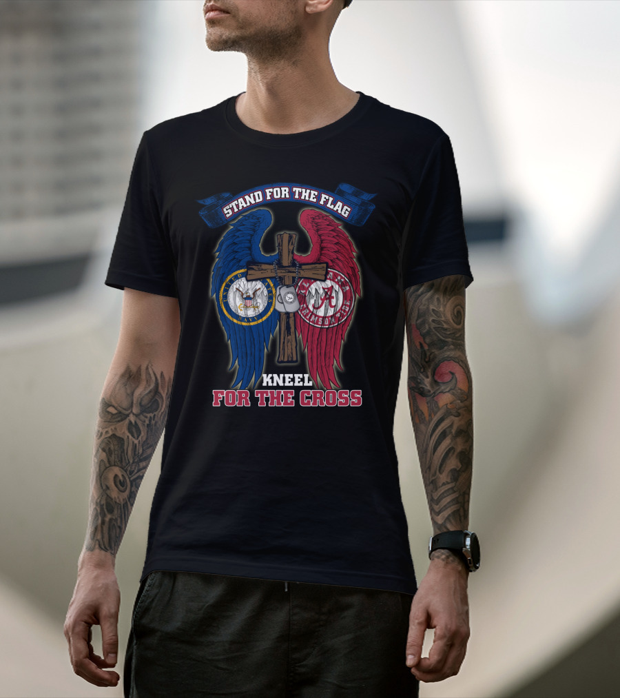 Stand For The Flag Kneel For The Cross Us Navy Alabama Crimson Tide T-Shirt