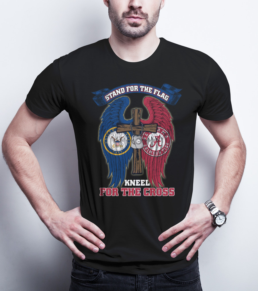 Stand For The Flag Kneel For The Cross Us Navy Alabama Crimson Tide T-Shirt
