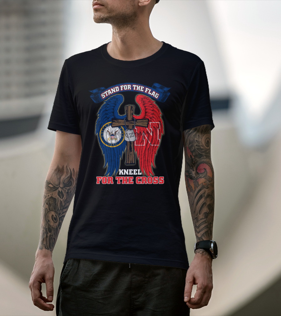 Stand For The Flag Kneel For The Cross Us Navy Nebraska Cornhuskers T-Shirt