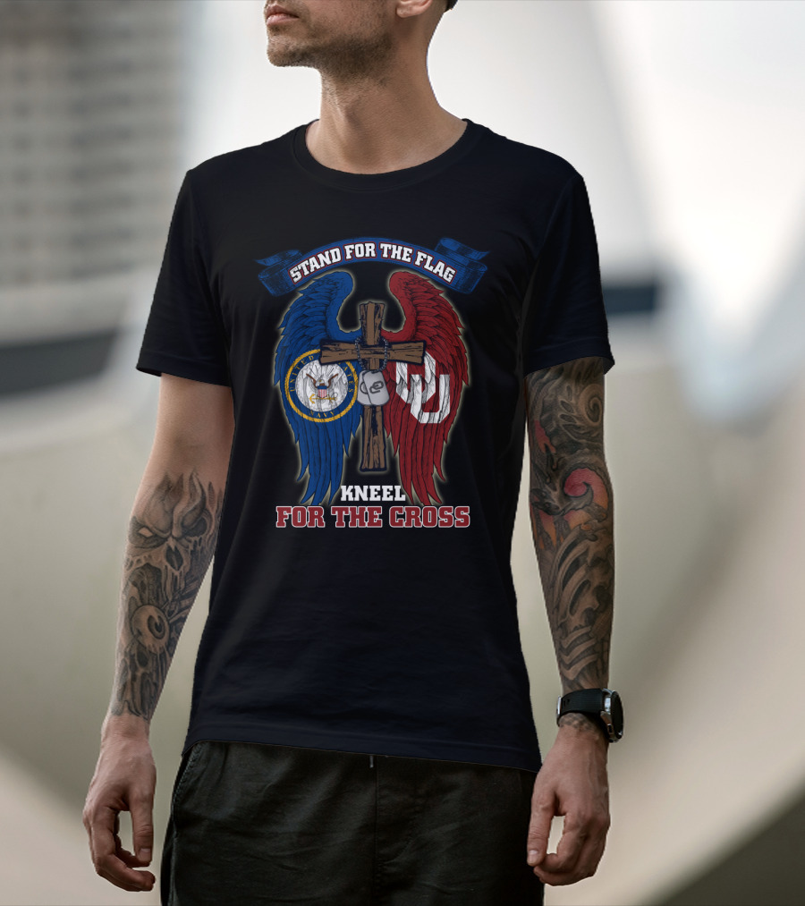 Stand For The Flag Kneel For The Cross Us Navy Oklahoma Sooners T-Shirt