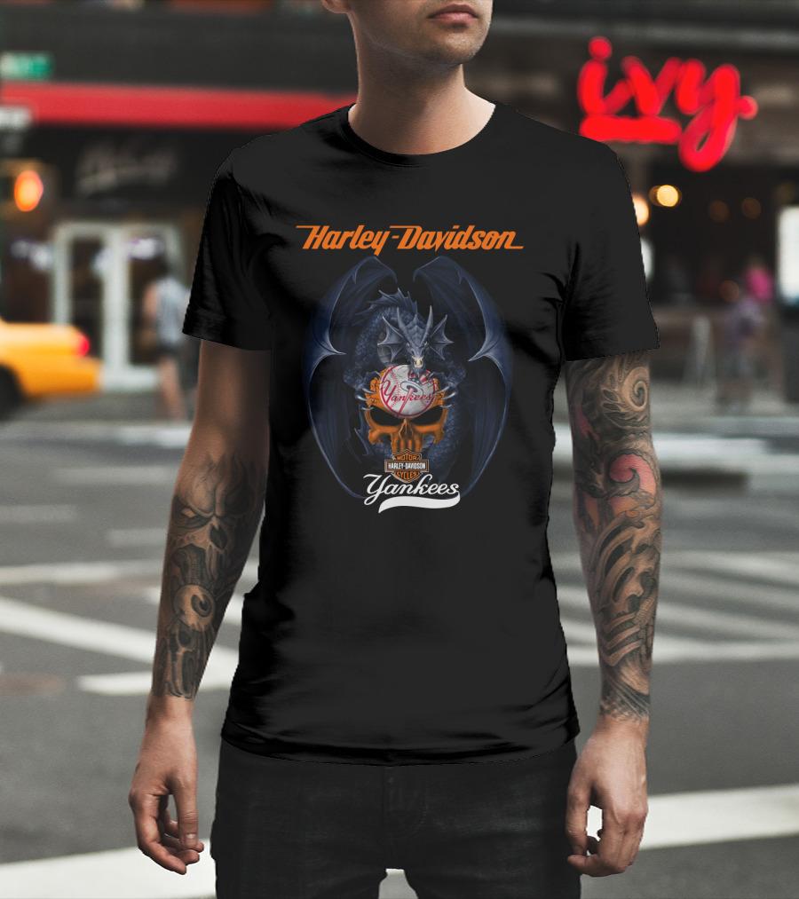 Harley Davidson Yankees Dragon Motor Cycles T-Shirt