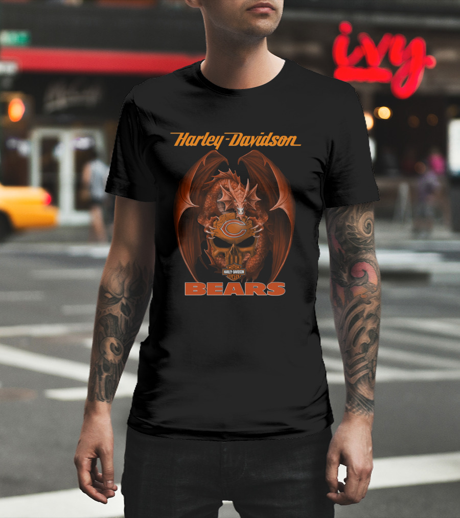 Harley Davidson Chicago Bears Dragon T-Shirt