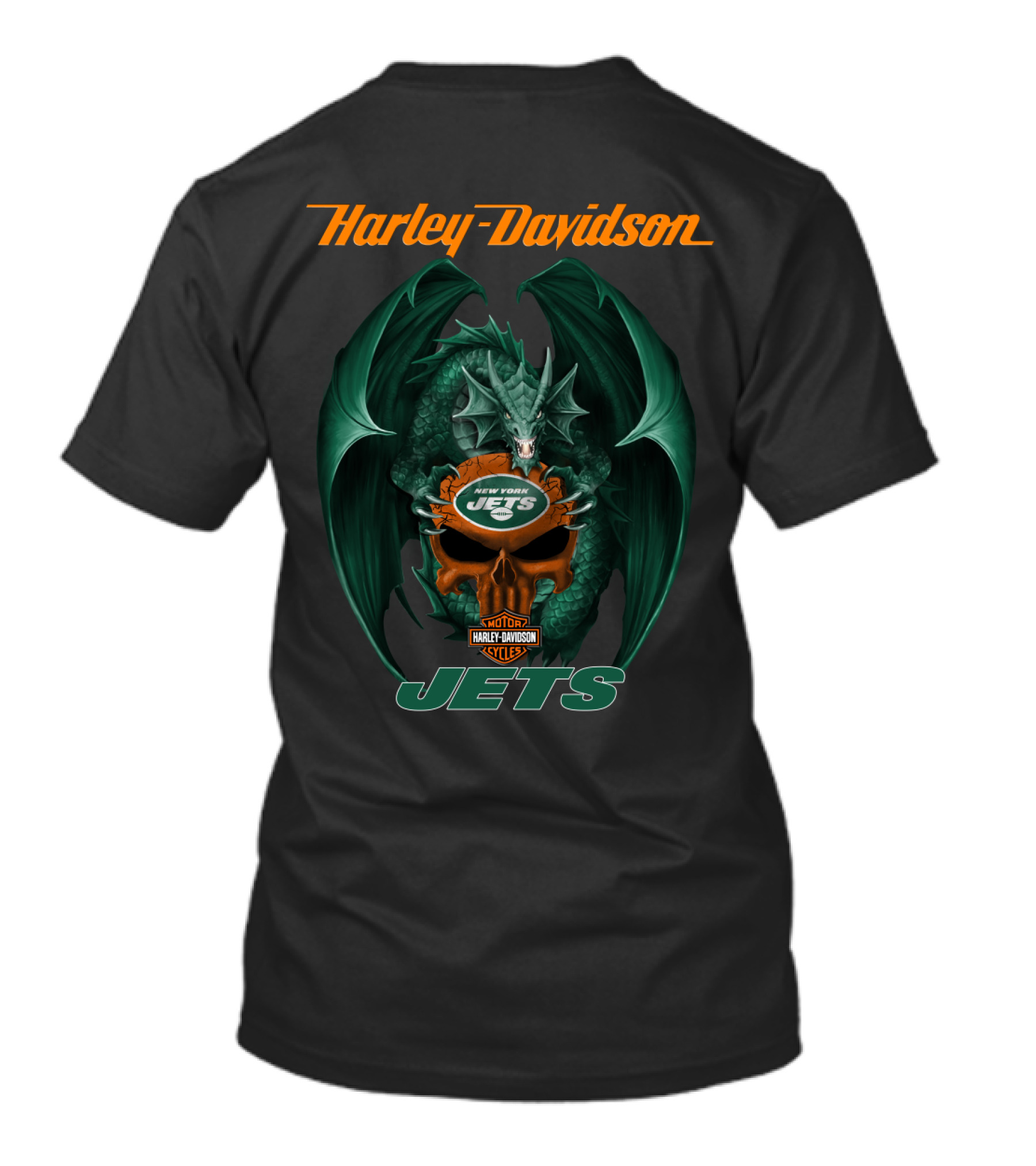Harley Davidson New York Jets Dragon Motorcycles Jets T-Shirt