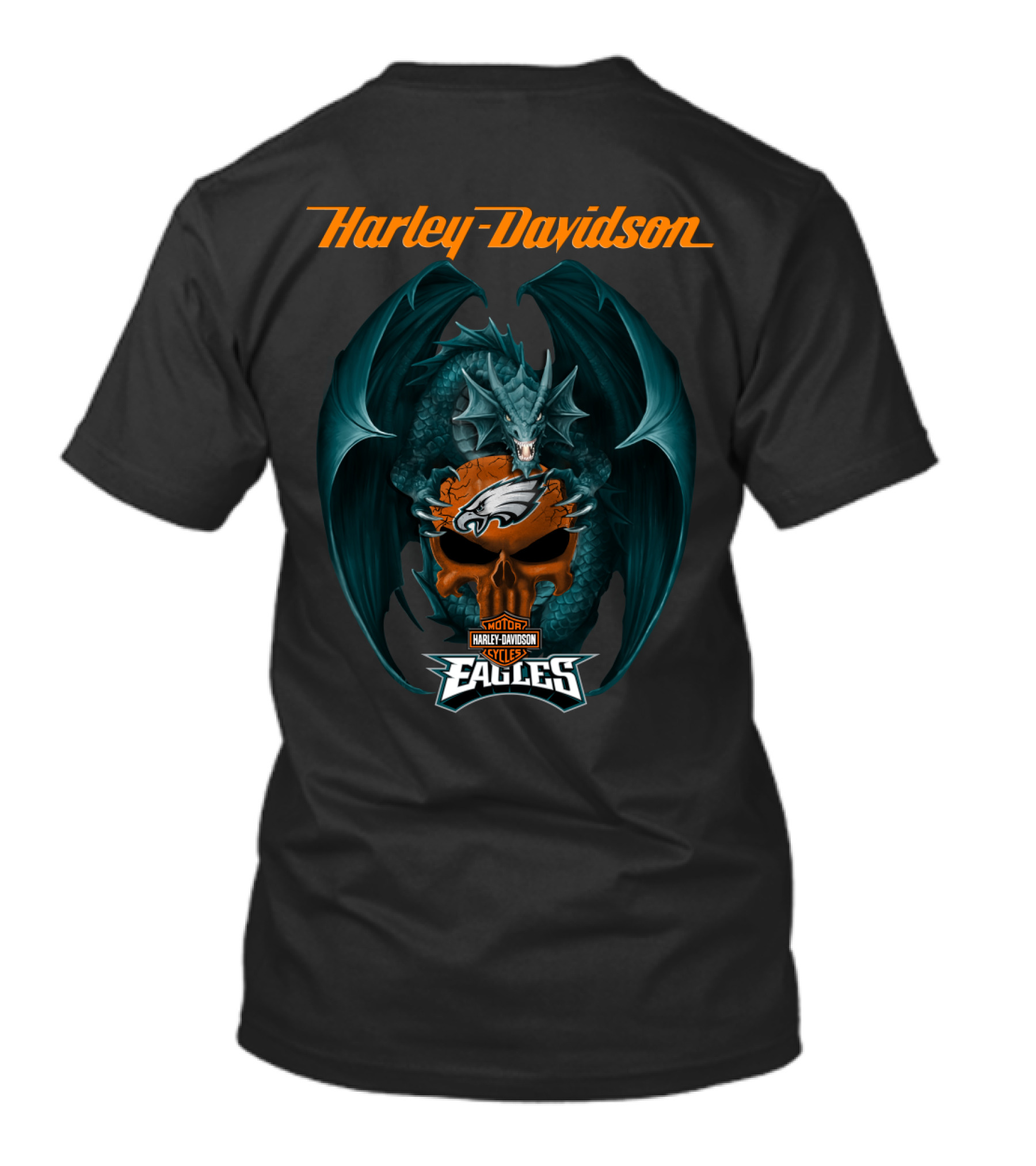 Harley Davidson Philadelphia Eagles Dragon Motor Cycles T-Shirt