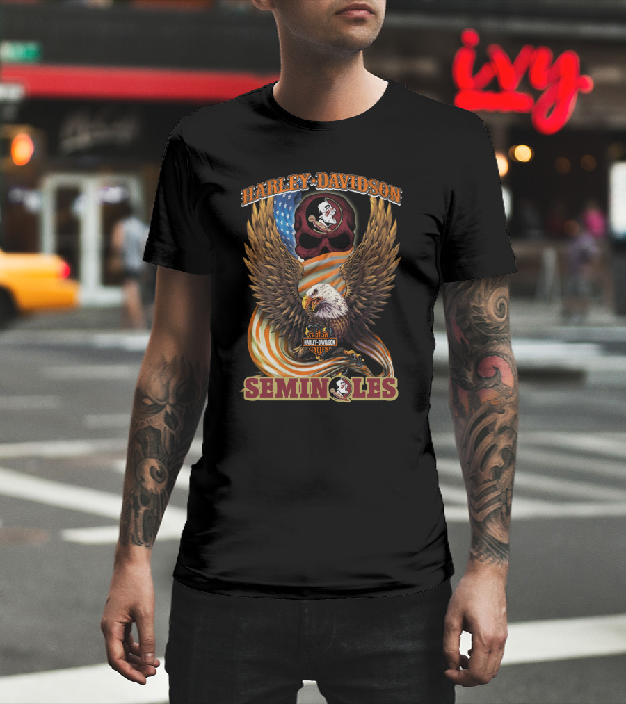 Harley Davidson Florida State Seminoles Cycles American Eagle T-Shirt