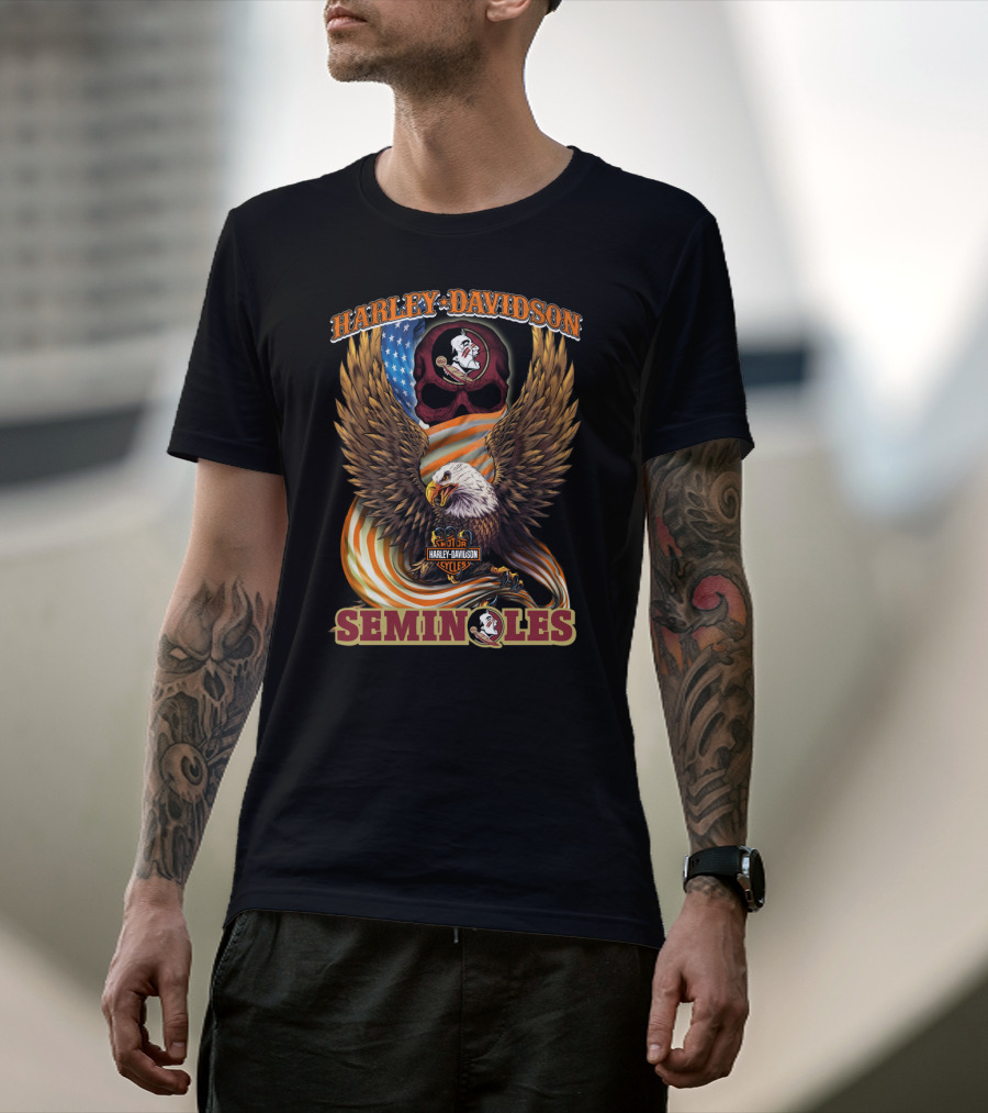 Harley Davidson Florida State Seminoles Cycles American Eagle T-Shirt