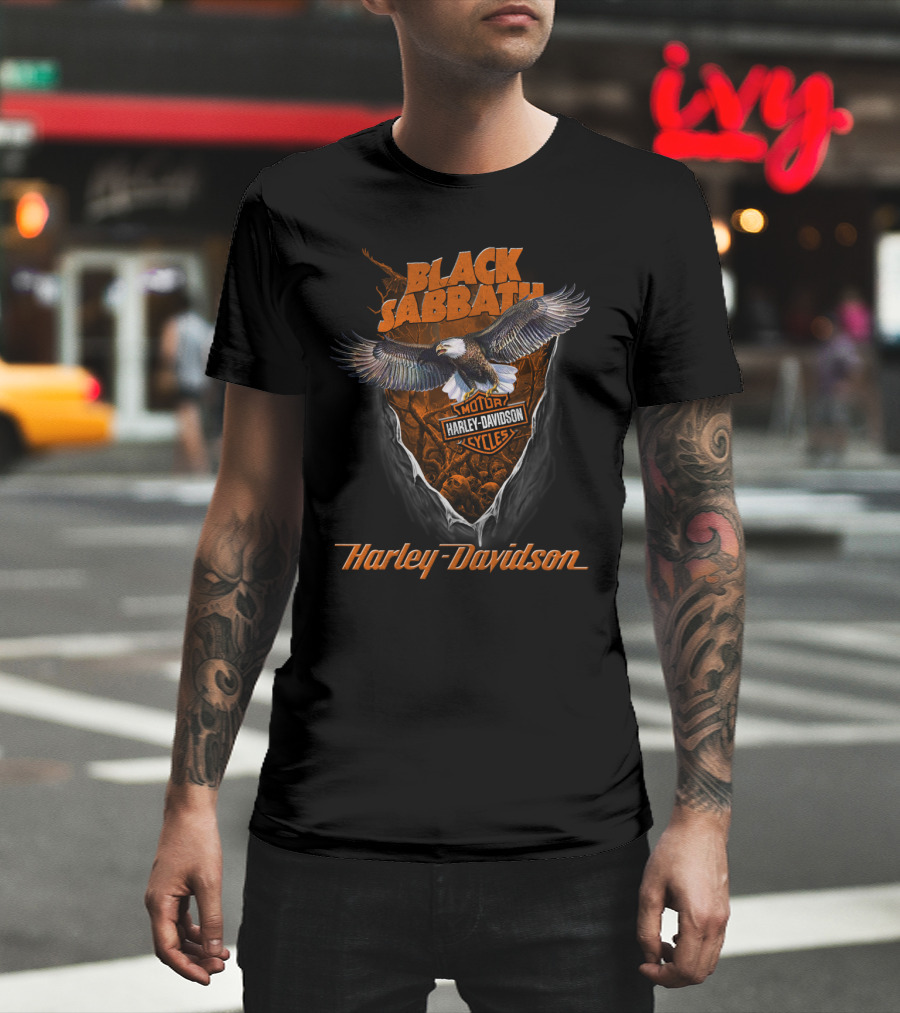 Black Sabbath Harley Davidson Motorcycles Eagle T-Shirt