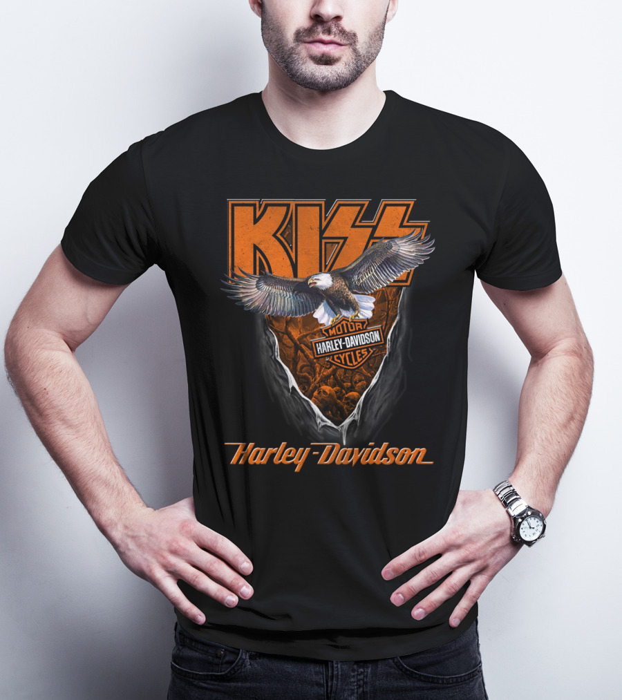 Kiss Harley Davidson Motorcycles Bald Eagle T-Shirt