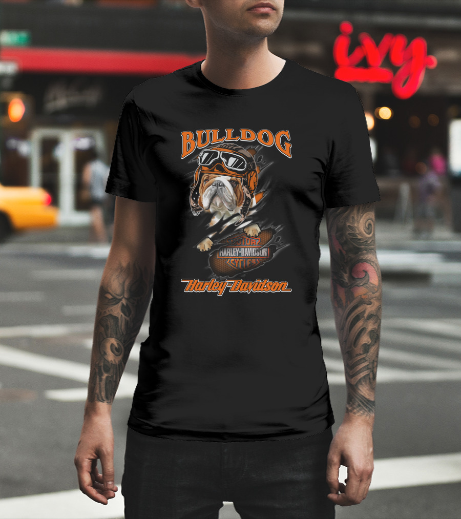 Bulldog Harley Davidson Motorcycles Rider T-Shirt