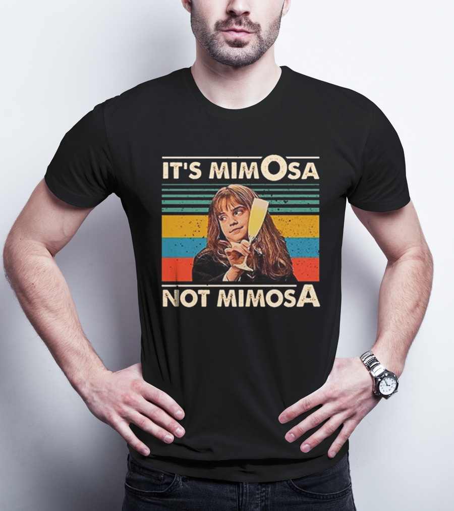 IT'S MIMOSA NOT MIMOSA Retro Stripes Girl Holding Glass T-Shirt