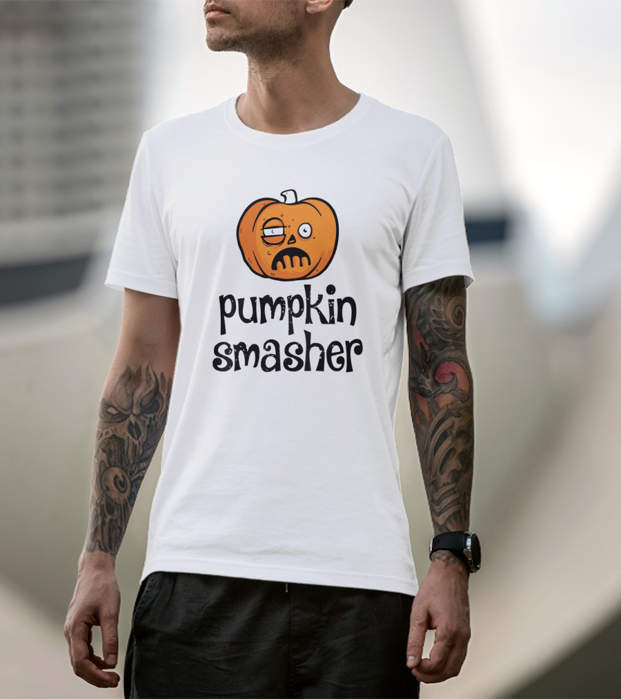 Pumpkin Smasher Funny Jack-O'-Lantern Face T-Shirt