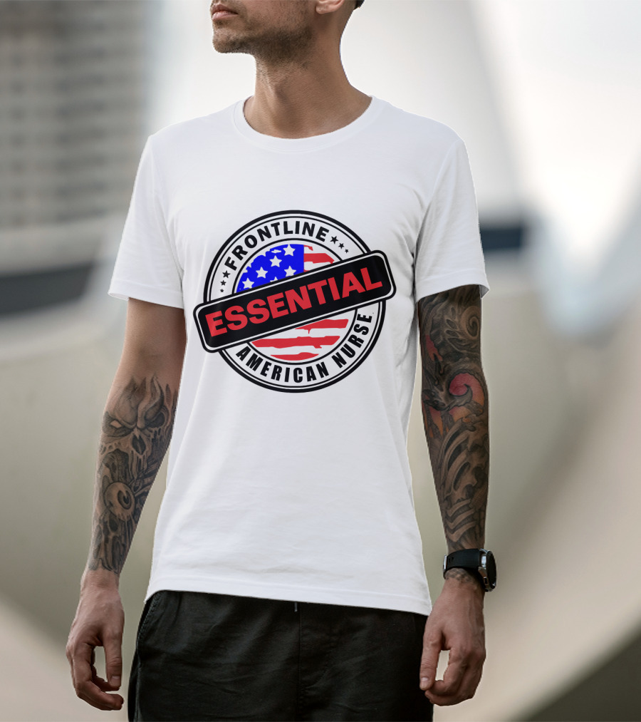 Frontline Essential American Nurse Hero USA Flag T-Shirt