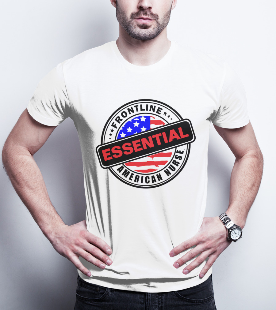 Frontline Essential American Nurse Hero USA Flag T-Shirt