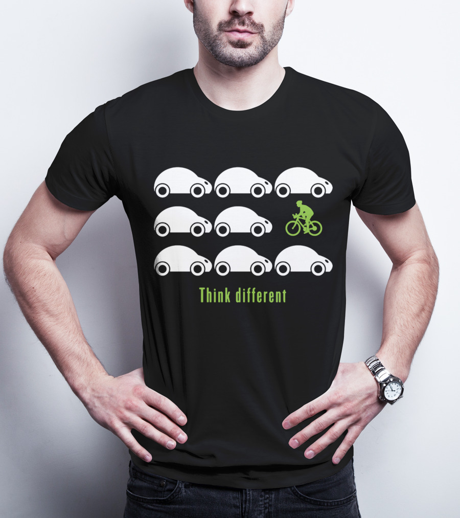 Think Different Cycling With Cars T-Shirt