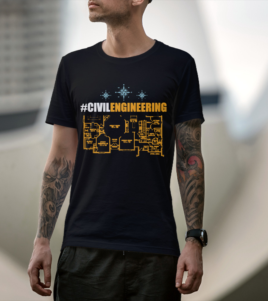 CIVILENGINEERING Blueprint Plan T-Shirt