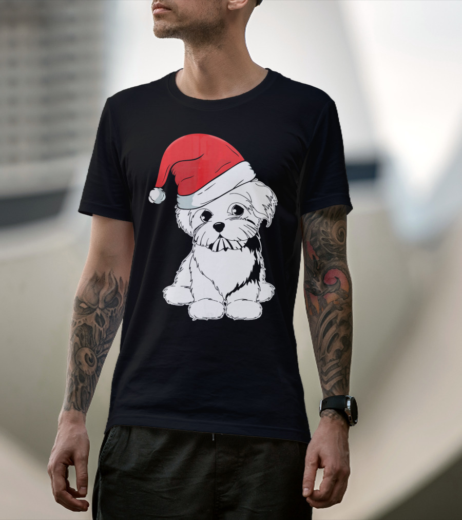 Best Christmas Maltese Santa Hat T-Shirt