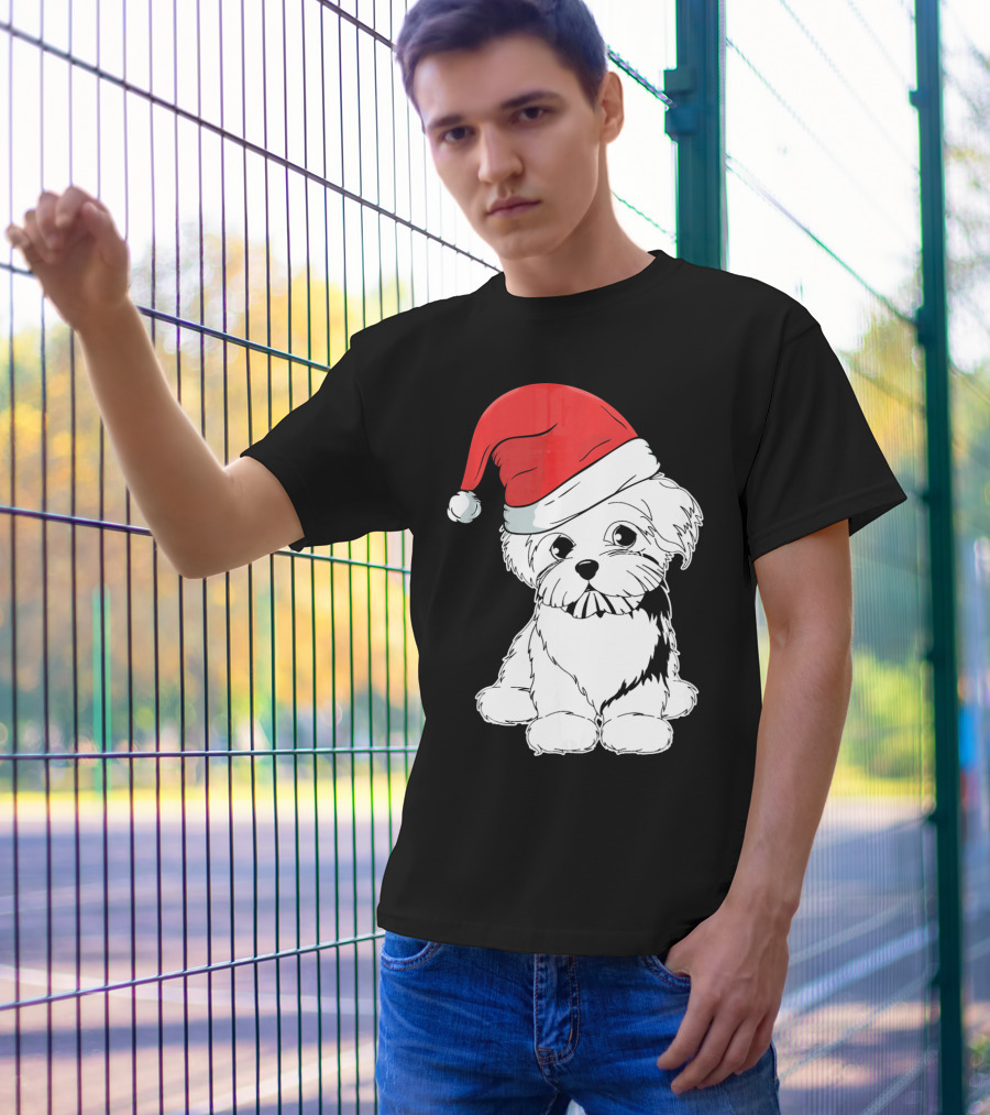 Best Christmas Maltese Santa Hat T-Shirt