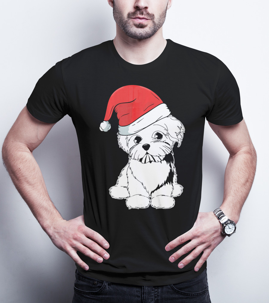 Best Christmas Maltese Santa Hat T-Shirt