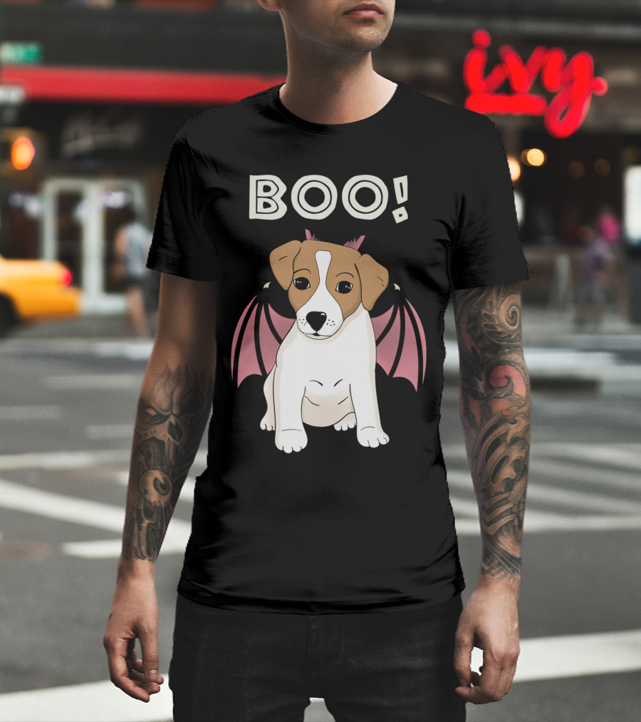 BOO Jack Russell Terrier With Bat Wings T-Shirt