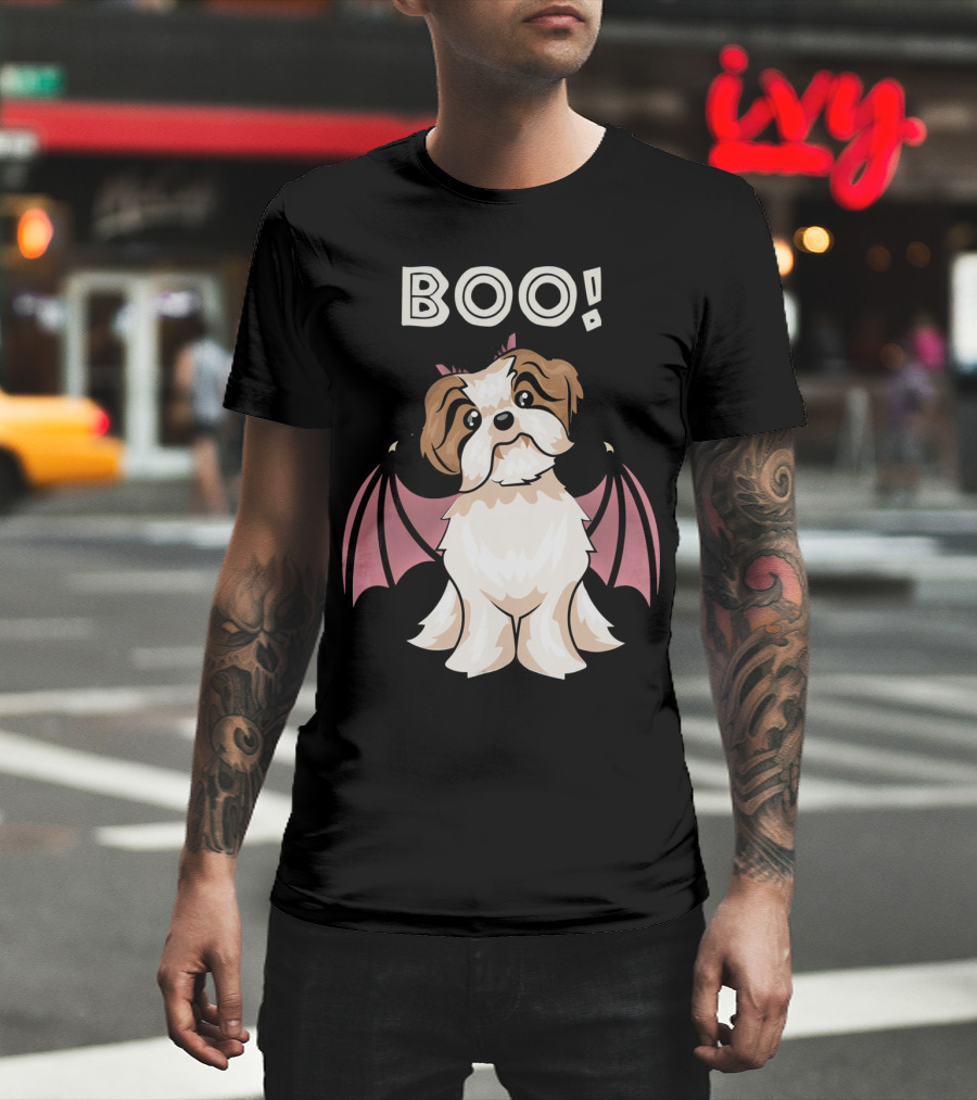BOO Shih Tzu With Bat Wings T-Shirt