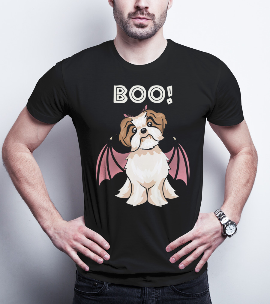 BOO Shih Tzu With Bat Wings T-Shirt