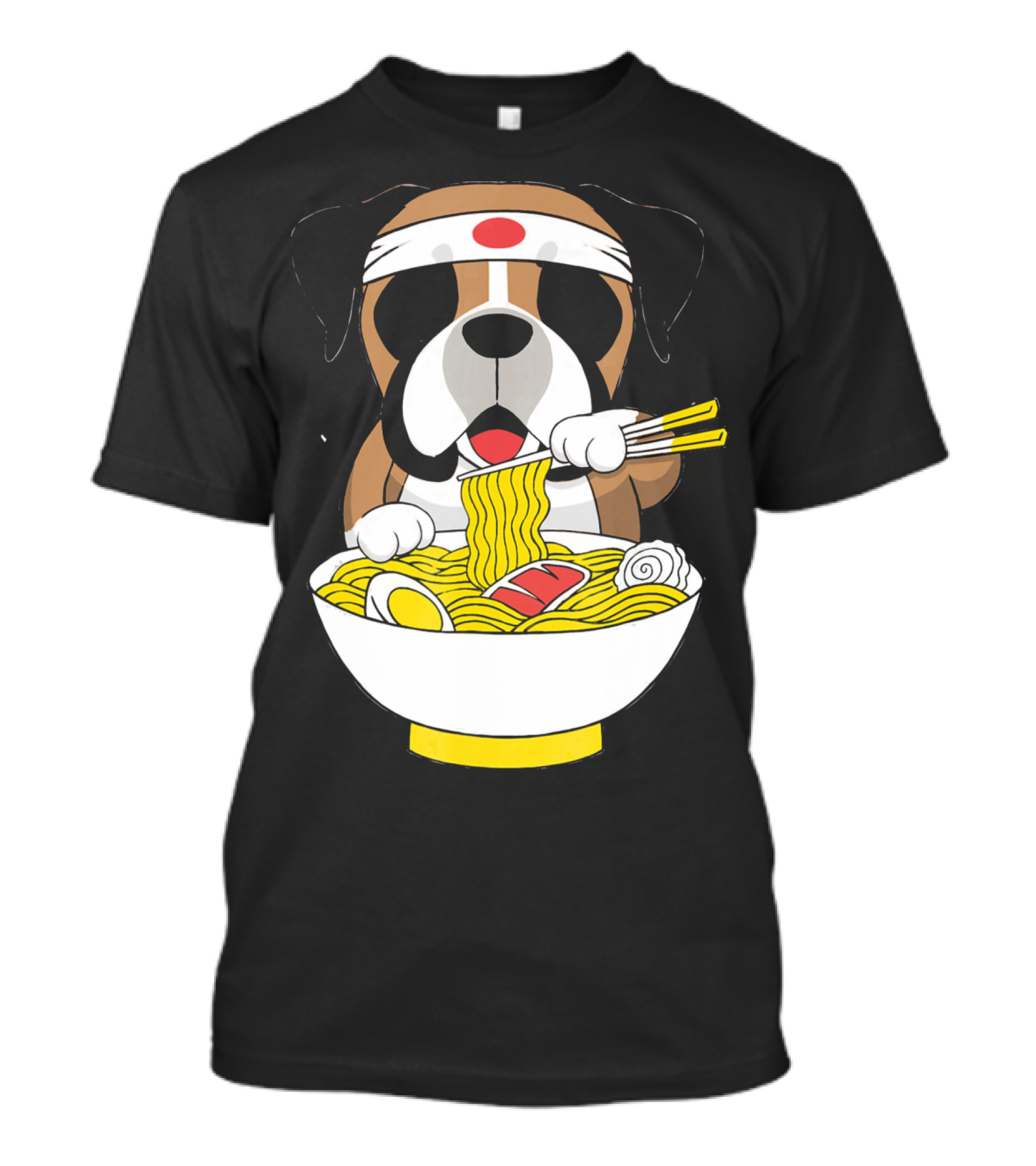 Boxer Dog Eating Japanese Ramen With Chopsticks In Funny T-Shirt