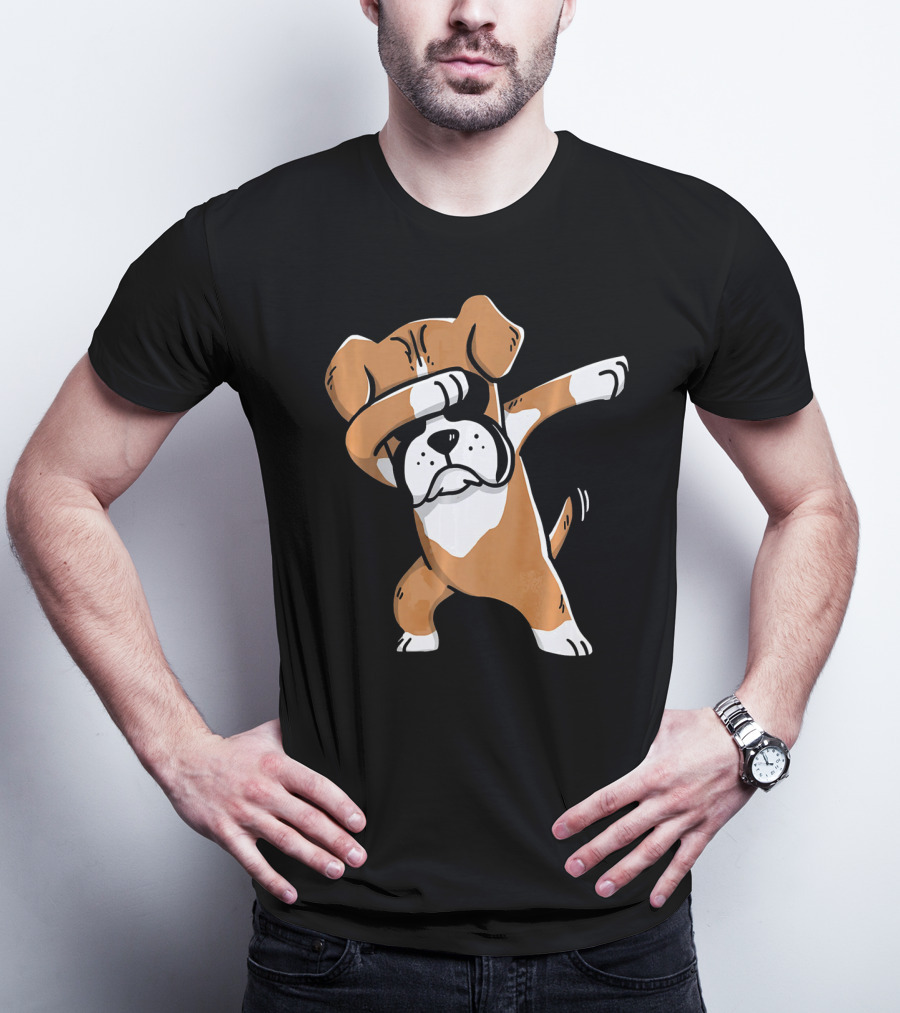 Kids Funny Dabbing Boxer Dog T-Shirt